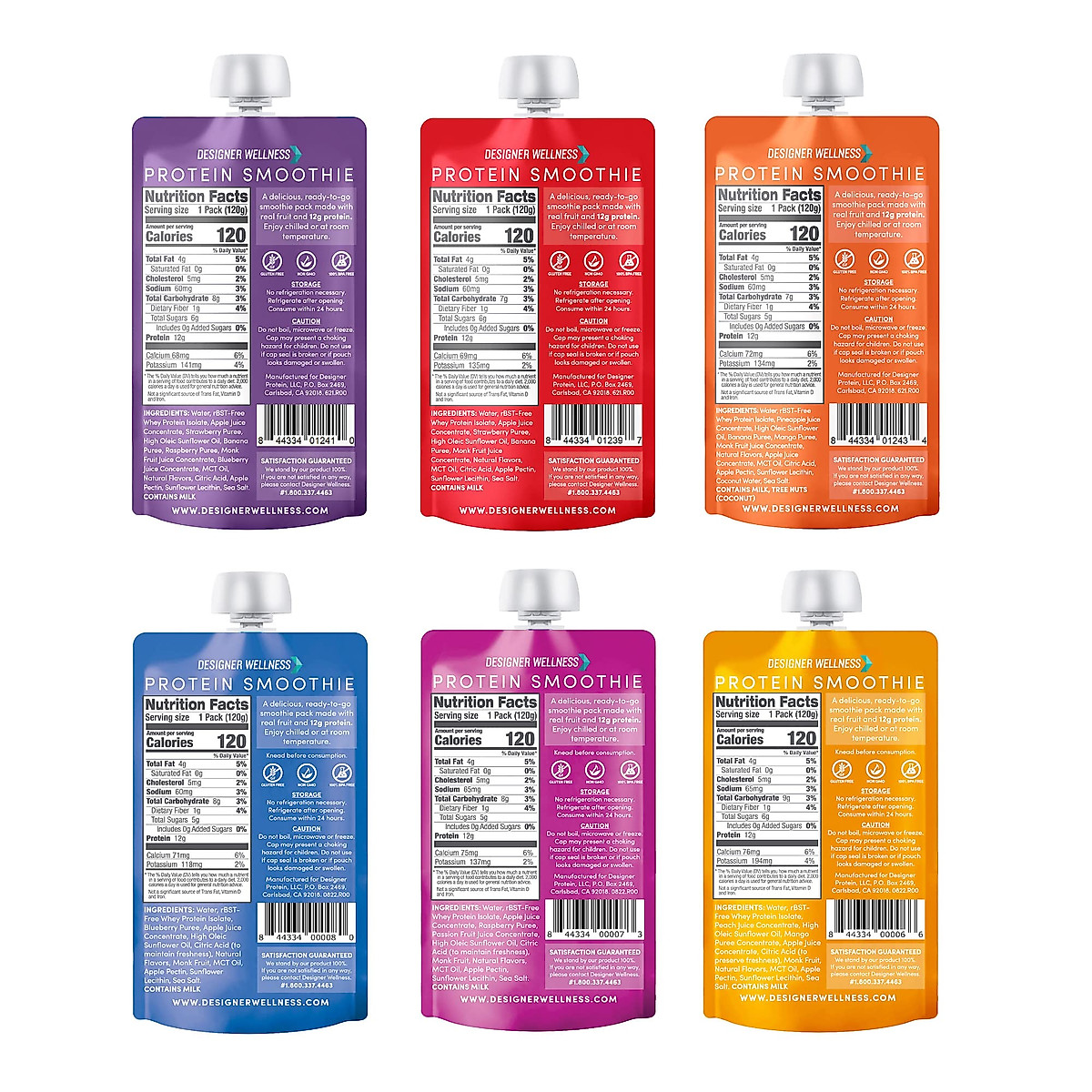 Designer Wellness Protein Smoothies Original Variety Pack & Super Fruits Variety Pack Bundle