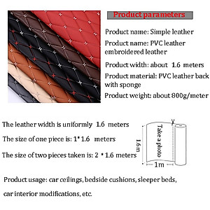 Quilted Faux Leather Vinyl PVC Leather Fabric Waterproof Faux Leather Fabric Quilted Leather Diamond Stitch Padded Cushion Linen Wadding Backing Upholstery 1.6x1m(Colour: Black 2) (Color : Black 2,