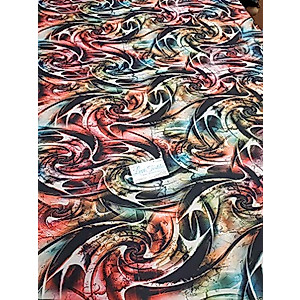 Levi Textiles, INC. Stretch Imitation Silk Chiffon Spandex Digital Print - 4 Way Stretch - 90/10 Stretch- 58/60" - Sold BTY (Ghost Waves)