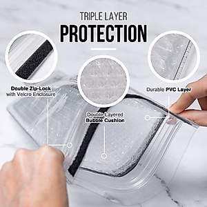 Reusable Wine Protector Travel Bag by Bottle Shield (3-pack) - Unbreakable Bottle Shipping Sleeve, Leak Proof & Double Layer Wine Bubble Wrap Sleeve | Travel Wine Bags for Suitcase Luggage