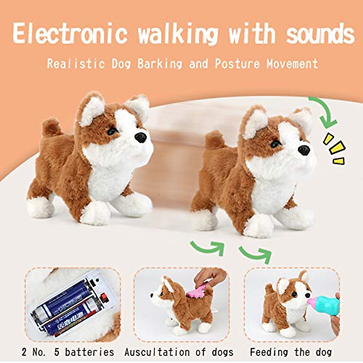 15PCS Electronic Vet Set for Kids,Walk and Bark Little Dog Pretend Play Doctor Playset Pet Care Role Play Early Educational Toys for Boys Grils Toddler