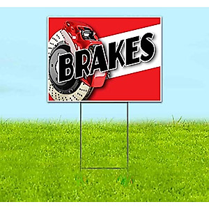 Brakes (18" x 24") Yard Sign, Quantity Discounts, Multi-Packs, Includes Metal Step Stake, Bandit, New, Advertising, USA
