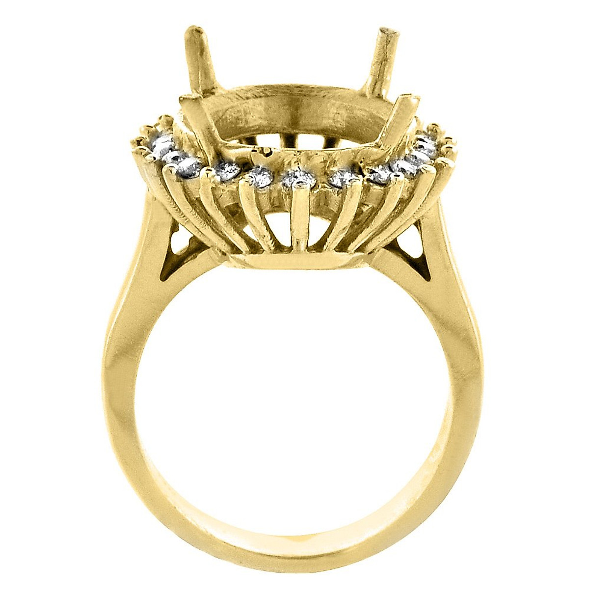 14K Yellow Gold Natural Amethyst Ring Large Oval 18x13mm Diamond Halo, size 8