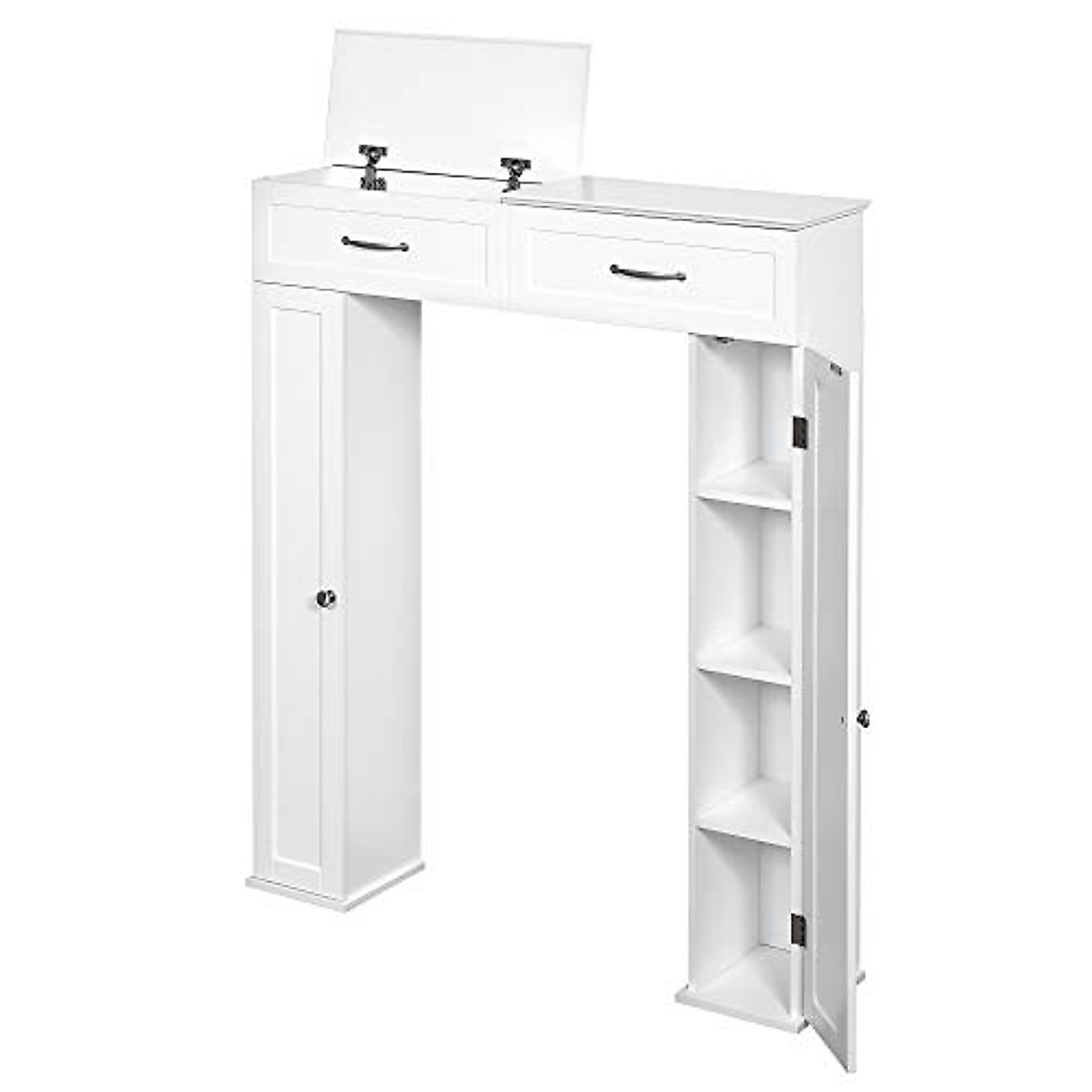 Zenna Home Lift Top Storage Console Cabinet Bathroom Spacesaver, White