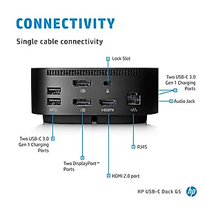 HP USB-C Dock G5-8 in 1 Adapter for Both USB-C and Thunderbolt-Enabled Laptops, PCs, & Notebooks - Single Cable for Charging, Networking, or Data Transfers - Great for Secure & Remote Management