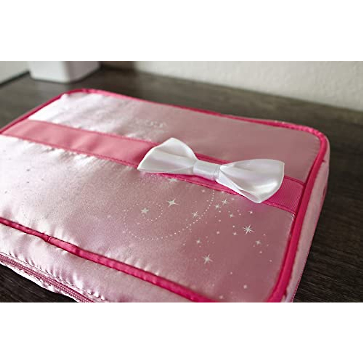 Princess Bible Cover for Girls, Zippered, with Handle, Canvas, Pink, Medium