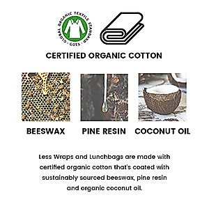 Less. Reusable Beeswax Food Wraps 3 Pack Size Small, Compostable Alternative to Plastic Wrap, Classic Paper Brown Wrap
