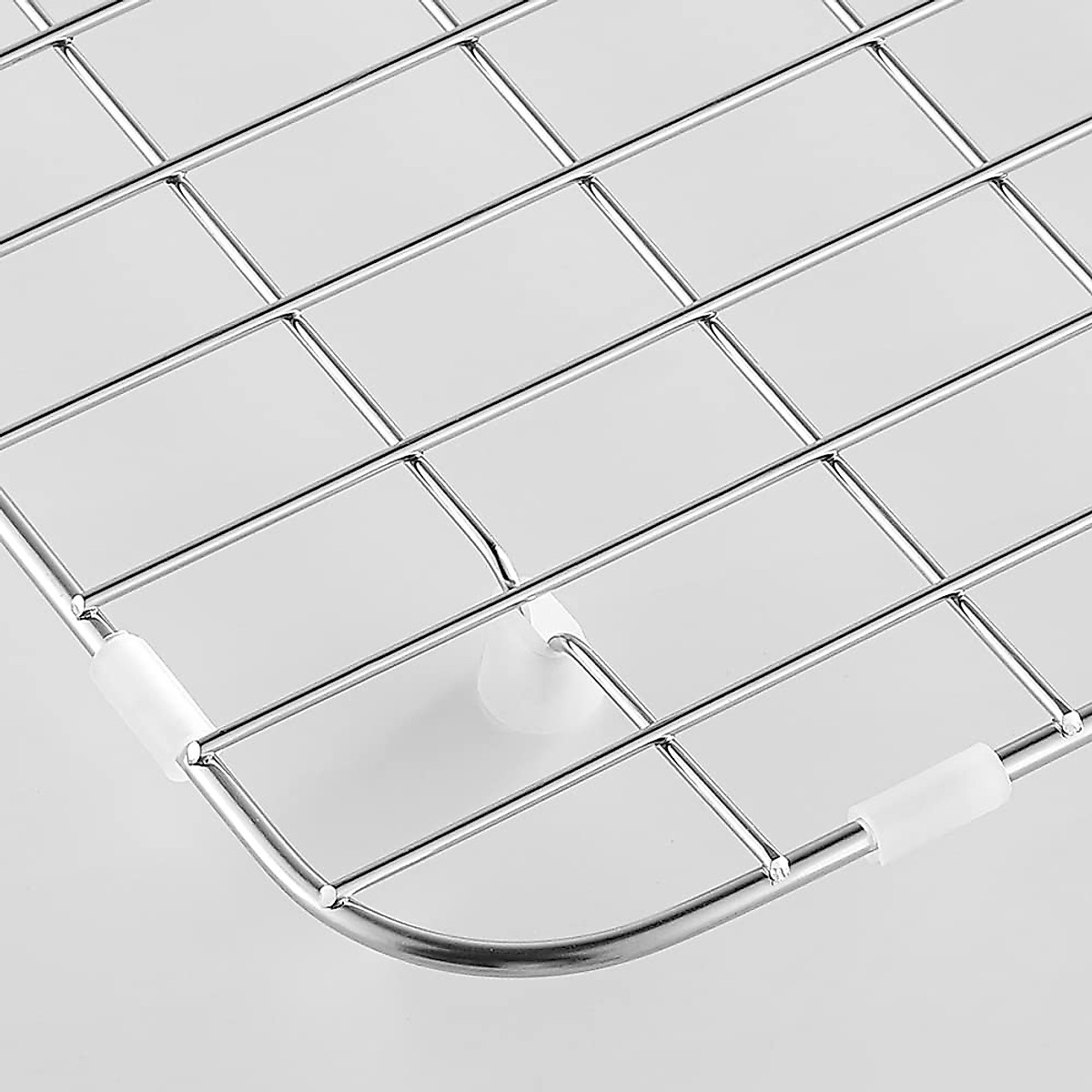 CIPOTAL 25 in. x 12.8 in. Centre Drain Sink Protector with Supersoft Silicone Feet in 304 Grade Stainless Steel