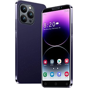 PrzSay Cheap Mobile Phone, 5.0" IPS Display, Android 9.0, Dual SIM, Dual Cameras, 1GB RAM+16GB ROM (Expandable to 128GB), Support: WiFi, Bluetooth, GPS 3G Smartphone (i14Pro-Purple)