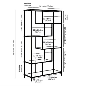 Isla 68'' Tall Rectangular Bookcase in Blackened Bronze