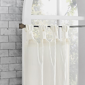Archaeo Washed Cotton Small Window Twist Tab Cafe Curtains, 52" x 45", Ivory