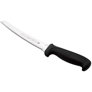 Mundial 10-Inch Curved Micro-Serrated Bread Knife, High-Carbon Stainless Steel Blade, Ergonomic Black Handle for Perfect Slicing