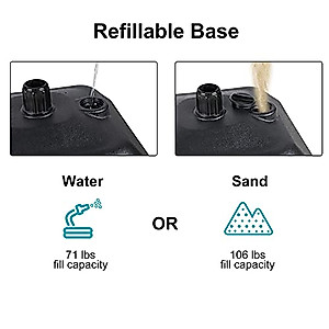 COBANA Patio Umbrella Base Outdoor Market Umbrella Stand Weight, Water or Sand Self-Filled Black Square