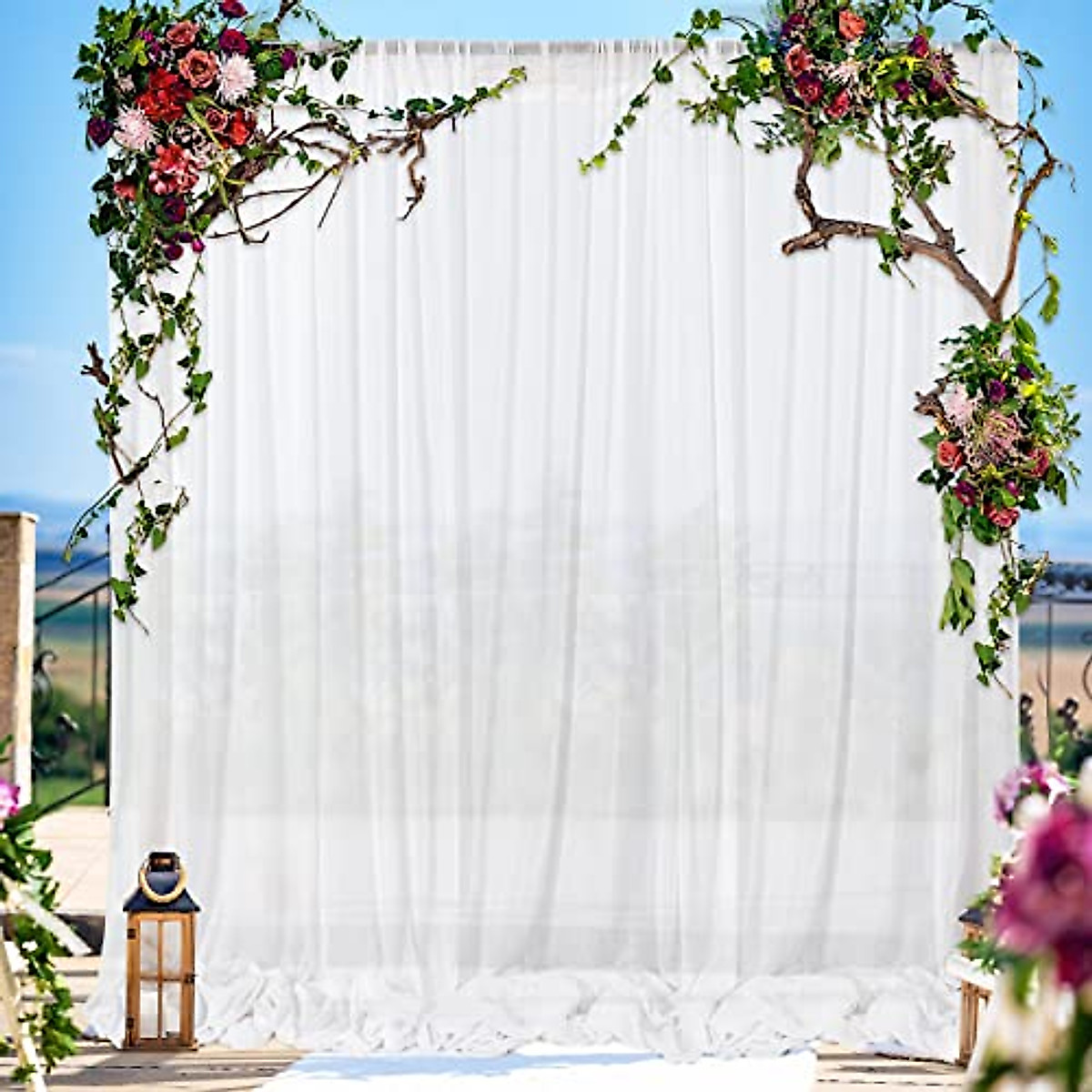 White Backdrop Curtain Wedding Backdrop 10ft x 10ft Chiffon Backdrop for Wedding Arch Birthday Party Banquet Decorations
