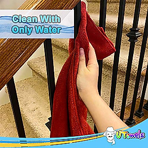 Cleaning Washcloth Towels - Large 27" x 16" Microfiber Rags - Highly Absorbent, Lint Free Streak Free for House, Kitchen, Car, Window Detailing Reusable Shop Towels (6-Pack, Forest Green)