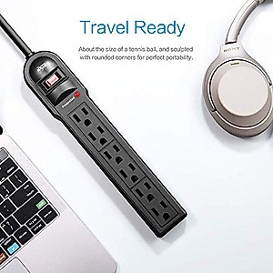 KMC 6-Outlet Surge Protector Power Strip 10-Pack, 735 Joules, Overload Protection, 2-Foot Cord
