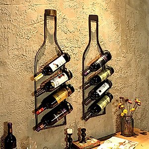 SHOWLIVEU Wall Mounted Wine Racks 4-Layer Retro Wall Mounted Wine Rack Kitchen Bar Bottles Holder Storage Shelf