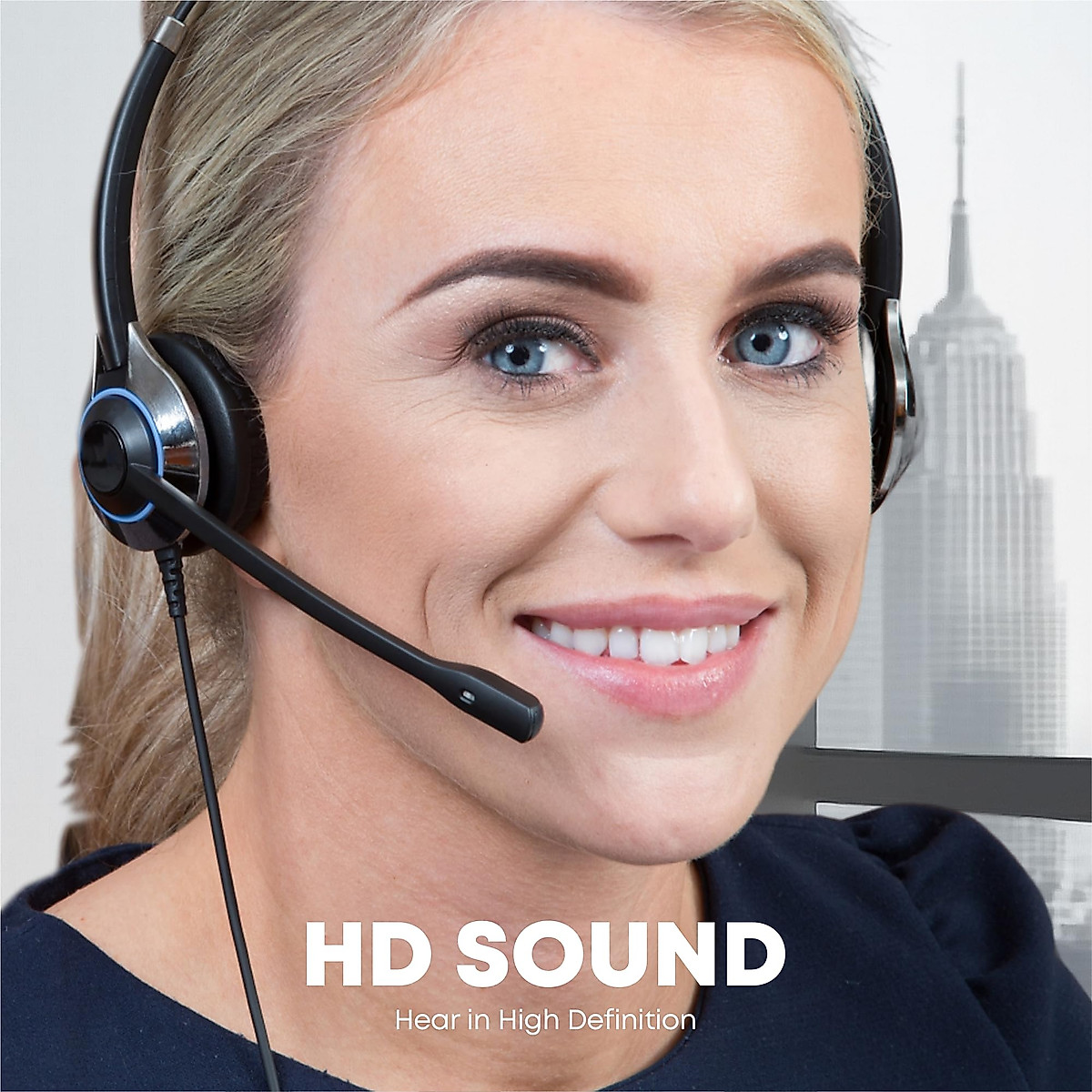 TruVoice HD-500 Deluxe Office/Call Center Headset with Noise Canceling Microphone & HD Speakers - Compatible with Mitel, Nortel, Avaya Digital, Polycom, Shoretel, Aastra, Digium, Allworx, ESI, Fanvil