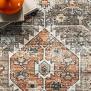 nuLOOM Gracie Distressed Medallion Machine Washable Area Rug, 5' x 8', Peach