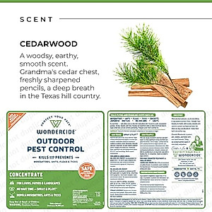 Wondercide - Outdoor Pest Control Spray Concentrate with Natural Essential Oils - Mosquito, Ant, Roach, and Insect Killer, Treatment, and Repellent - Safe Around Pets, Plants, Kids - 32 oz