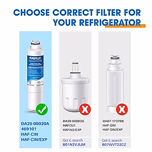 PUREPLUS DA29-00020B Replacement for Samsung RF28HMEDBSR, RF263BEAESR, HDX FMS-2, HAF-CIN/EXP, RF4287HARS, PL-200, RFG297HDRS, RF28HFEDBSR, DA97-08006A 469101 RWF0700A Refrigerator Water Filter, 2PACK