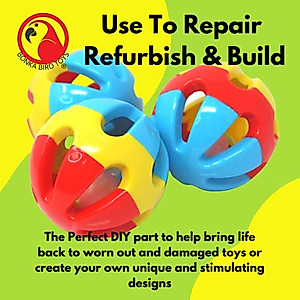 Bonka Bird Toys 1312 Pk3 Soccer Ball 3 Inch Durable Colorful Plastic Foot Talon Foraging Parrot Cockatoo African Grey Macaw Eclectus and Similar Birds