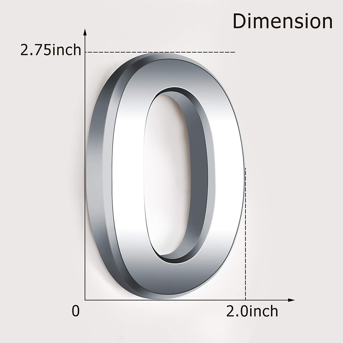 Hotop 20 Pieces House Numbers Mailbox Numbers 0-9, 3D Door Address Numbers Self Adhesive Mailbox Numbers Sticker or House, Apartment, Office, Hotel Room, Mailbox Signs (Silver, 2.76 inch)