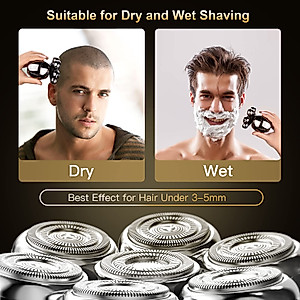 7D Head Shaver for Men, TURN RAISE 6 in 1 Waterproof with LCD Display Bald Head Shavers for Men, Wet Dry Electric Razor for Men, USB Rechargeable Electric Shavers for Men Bald Head