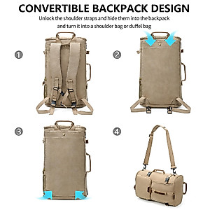 G-FAVOR 40L Travel Backpack, Vintage Canvas Rucksack Convertible Duffel Bag Carry On Backpack Fit for 17.3 Inch Laptop Bag
