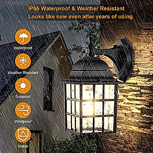 2-Pack Dusk to Dawn Outdoor Wall Lights, Sensor Exterior Light Fixtures Wall Mount, Porch Lights, Matte Black Wall Lantern Wall Lamp, Waterproof Wall Sconce, Outside Lighting for Garage, Front Door
