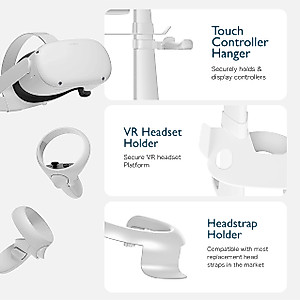 TNP VR Headset Stand for Oculus Quest 2 Holder Touch Controller Display Stand Docking Station White, Meta Quest 2/ Quest/Rift/Rift S/Samsung Odyssey VR Stand/Valve Index/HTC Vive/Valve Index