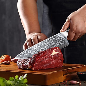 Chef Knife 8 Inch - Classic Damascus Pattern Professional Chef's Knives Japanese VG-10 Steel Kitchen Knives