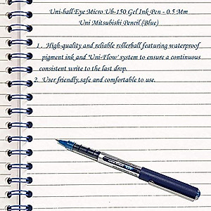 UNI-BALL EYE UB-150 BLUE [Pack of 3] MICRO 0.5mm TIP ROLLERBALL PEN