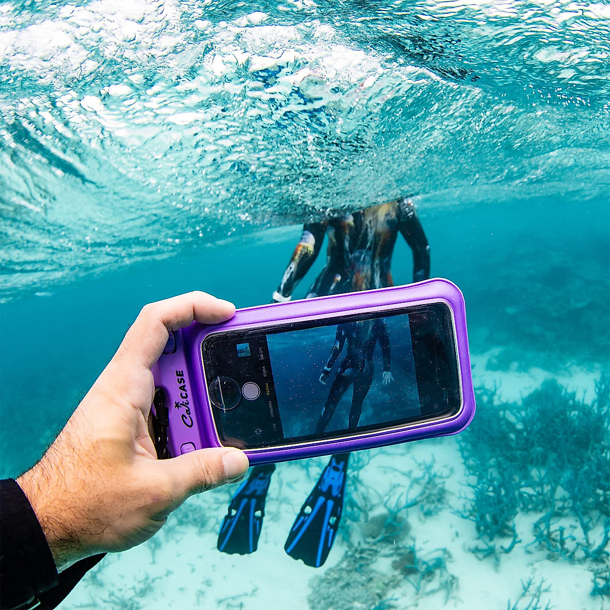 CaliCase Universal Waterproof Phone Pouch - IPX8 Waterproof Floating Phone Case with Lanyard for iPhone X-14/ S20-S23/ Pixel 1-7 - Clear