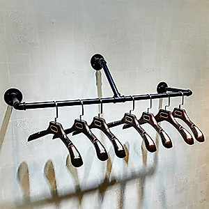 FURVOKIA Industrial Retro Wall Mounted Pipe Shelf Bathroom Hanging Towel Rack,Metal Bedroom Clothing Rod Garment Rack (One Pipe Shelves, Black, 31.5" L x 11.8" D)
