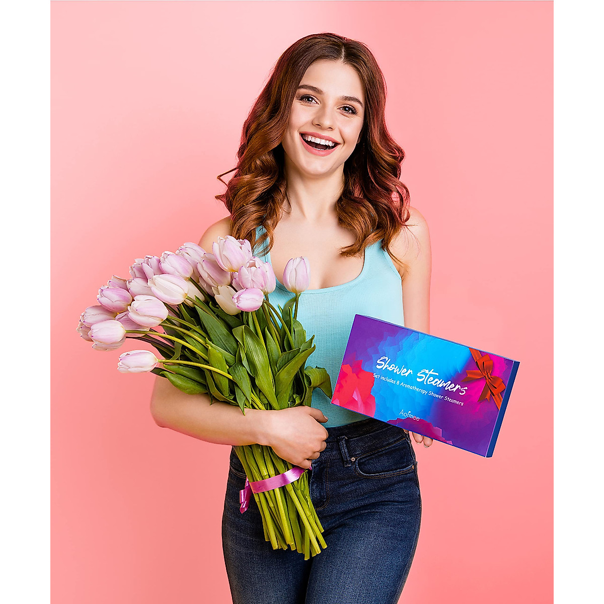 Aofmee Shower Steamers Aromatherapy - Pack of 8 Shower Bombs with Essential Oils for Relaxation, Christmas Gifts Birthday Gifts for Women and Men, Stress Relief and Luxury Self Care Shower Bath Bombs