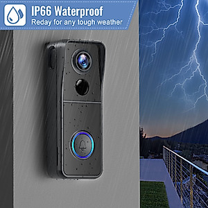 XTU WiFi Video Doorbell Camera, Wireless Doorbell Camera with Chime, 1080P HD, 2-Way Audio, Motion Detection, IP65 Waterproof, No Monthly Fees and 32GB SD Card Pre-Installed