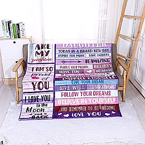 YunTu to My Daughter Blanket from Dad Mom, Warm Letter Throw Blanket for Daughter, Birthday Gifts for Daughter from Mom Dad, Valentine's Gifts for Daughter (Pink Letter, 50 x 60inches(130x150cm))