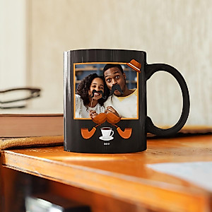 Black Ceramic Coffee Mug Photo Mugs Personalized Picture Custom Name Birthday Gifts For Fathers Day Men Dad Grandpa Husband Drinking Tea Cups Table Desk Accessories 11 and 15 Oz