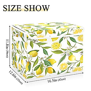 Storage Bins with Lid, Lemon Tree Flower Leaves Storage Box Organizer Toys Bedroom Nursery, 16.5"x12.6"x11.8" Large Collapsible Storage Cube for Home Office Closet Shelf
