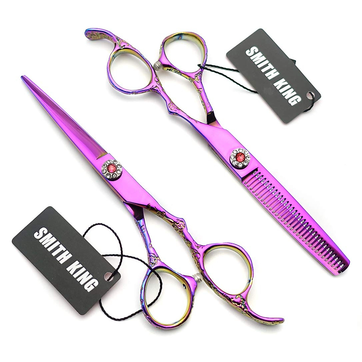 Professional Hair Cutting Scissors Set with Razor Comb Case,Hair cutting shears Hair Thinning shears with rose handle (6.0 inches)