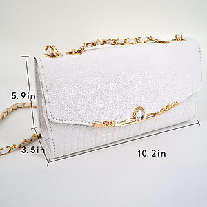 Sun Kea Women's Faux Leather Shoulder Bag Small Gold Chain Quilted Cross Body Handbag Clutch Vintage Evening Bag