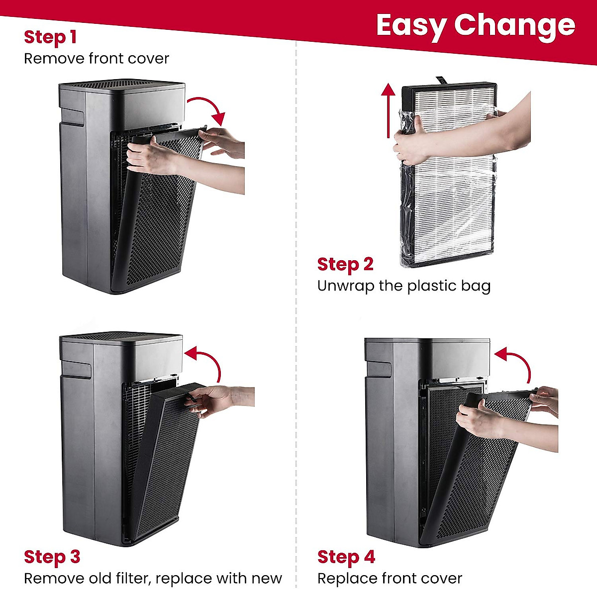 TOSOT Air Purifier KJ350G Replacement Filter Set- Medical Grade True HEPA H13 Filter (2Packs)