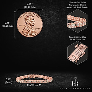Haus of Brilliance 10K Rose Gold over .925 Sterling Silver 2.0 Cttw Diamond Fan-Shaped Overlapping Link Tennis Bracelet (I-J Color, I3 Clarity) - 7"