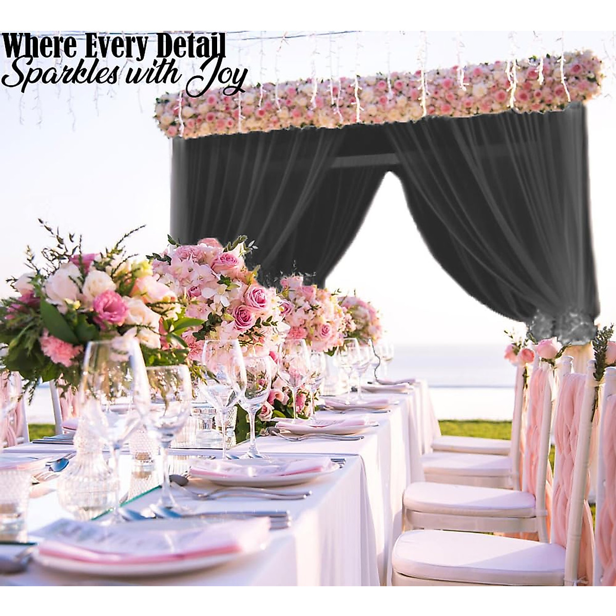 Black Gossamer Roll (100 feet Long x 3 feet Wide) Wedding and Party Decor