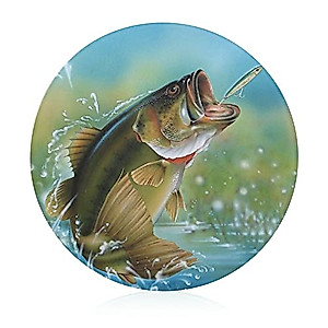Bass Fishing Cutting Board Tempered Glass Chopping Board for Kitchen Hotel