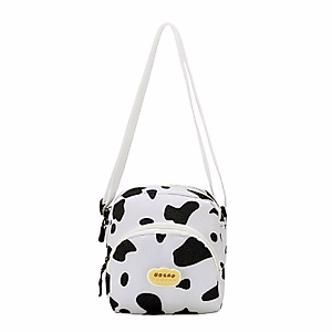 JUMISEE Cute Cow Print Canvas Crossbody Purse Small Cell Phone Bag Shoulder Handbag for Men Women Kids