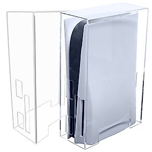 Acrylic Protective Case for PS5 Console, Transparent Plexiglass Dust Cover Case Custom Designed for PlayStation 5 Console Disc Edition, Precise cutting of easy-to-access Cable Ports
