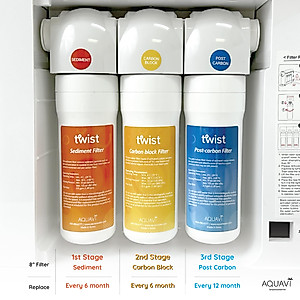 8 inch AQUAVI Twist RO Activated Carbon Post-Filter, Water Filter for Reverse Osmosis RO System Quick Connect Replacement