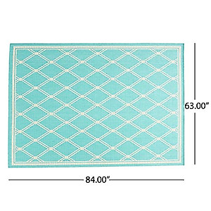 Christopher Knight Home Johnston Outdoor Area Rug, Teal, Ivory